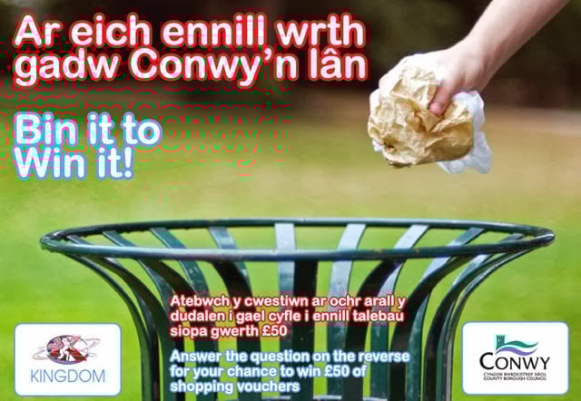 Kingdom launch “Bin it to Win it” scheme in Conwy County Borough